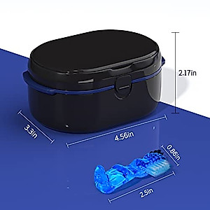 Denture Bath Box And Denture Brush Denture&Retainer Set, Denture Case with Mirror (Black)