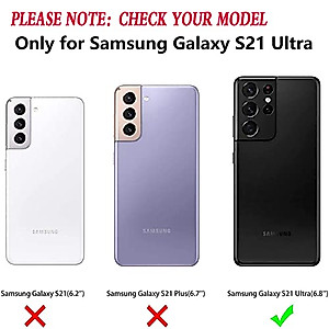 YmhxcY Samsung S21 Ultra Case with 2 Pack 3D Curved Screen Protector, [Military-Grade] 360°Finger Ring Holder Shockproof Protective Case -Black