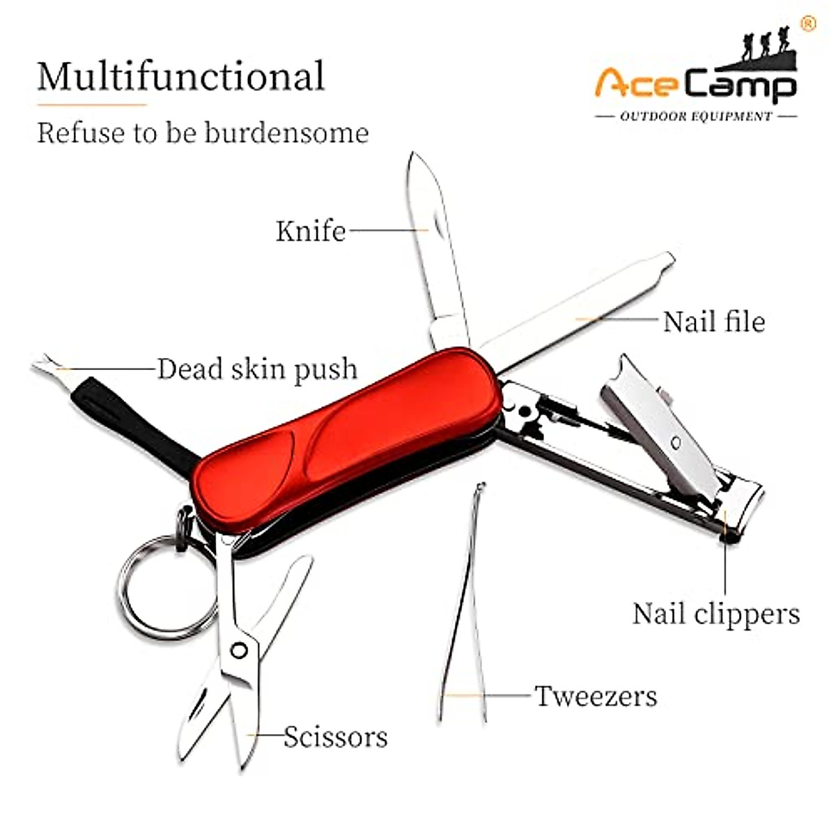 munkees 6-in-1 multifunctional nail clippers, scissors, knives, portable stainless steel nail tools, outdoor and travel equipment