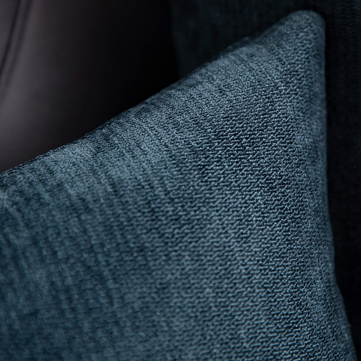 Anickal Midnight Blue Pillow Covers 18x18 Inch Set of 2 Solid Rustic Farmhouse Decorative Throw Pillow Covers Square Cushion Case for Home Sofa Couch Decoration