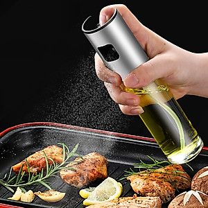 Mr WEI Olive Oil Dispenser Bottle, Olive Oil Spray, Oil Dispensing Cruets, Oil Spray Bottle for Kitchen Baking, Cooking, Salad, BBQ. Stainless Steel.