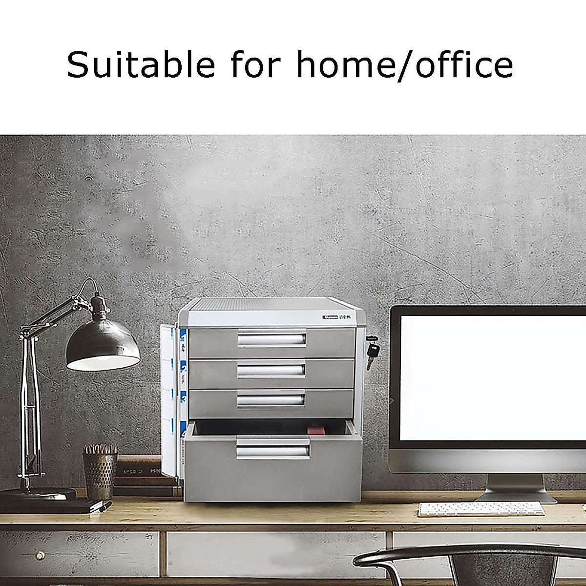 LEYT Desktop Drawer Organizer - 3/5/7 Tier Aluminum Alloy File Cabinet, Office Supplies, Increase Work Efficiency. (Size : 3 Layers)