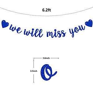 Blue Glitter We Will Miss You Banner - Farewell Banner - Graduation, Retirement, Going Away, Goodbye, Farewell Party Decorations