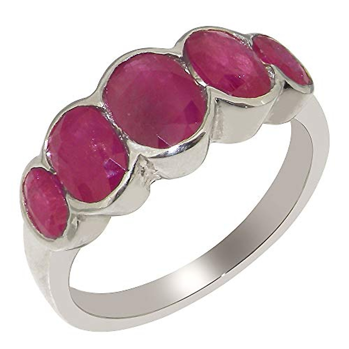 LetsBuySilver Sterling Solid Silver ring with Natural Ruby Womens Band Ring - Size 11