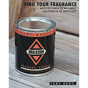 Long-Burning, One-Pint Premium Candles for Men | Vintage Inspired Oil Can Design | Black Beard - Gun Powder, Charred Hickory | Soy Wax, Vegan Friendly, Made in The USA | Fury Bros. | Classically Cool