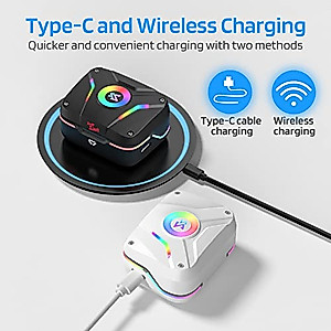 LTC SS-503 TWS Wireless Earbuds, Bluetooth 5.1 in-Ear Earphones with Wireless Charging Case IPX4 Waterproof, Built-in Mic RGB Stereo Headphones for Sport, Gaming, Black