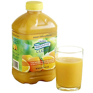 Thick & Easy Clear Thickened Orange Juice Flavored Drink, Honey Consistency, 46 oz with By The Cup Water Bottle