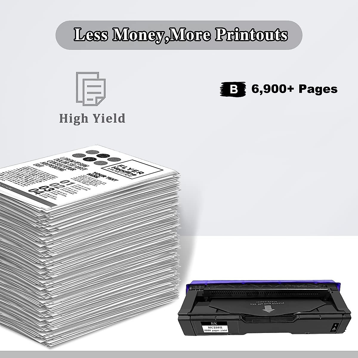 Compatible Toner Cartridge Print Cartridge M C250 P C300 P C301 C250H C300W Black High Capacity 6900 Pages TOPRINT for Ricoh M C250FW, M C250FWB, P C300W, P C301W Printers