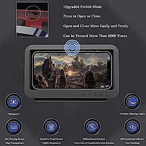 Shower Phone Holder Waterproof Case, uowlbear Upgraded Wall Mount Shower Phone Case Bidirectional 360 Degrees Rotation Bathroom Smartphone Stand Compatible with Smartphones up to 7 inches- Black