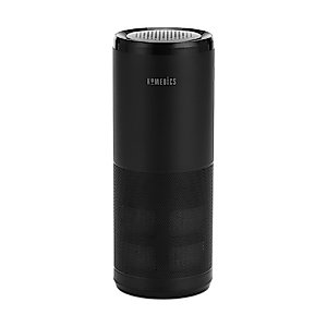 Homedics 4-in-1 UV-C Portable Air Purifier - 360-Degree HEPA Filter, Air Purifiers for Bedroom and Home Small Rooms, 2 Speed Settings for Small Rooms, Black