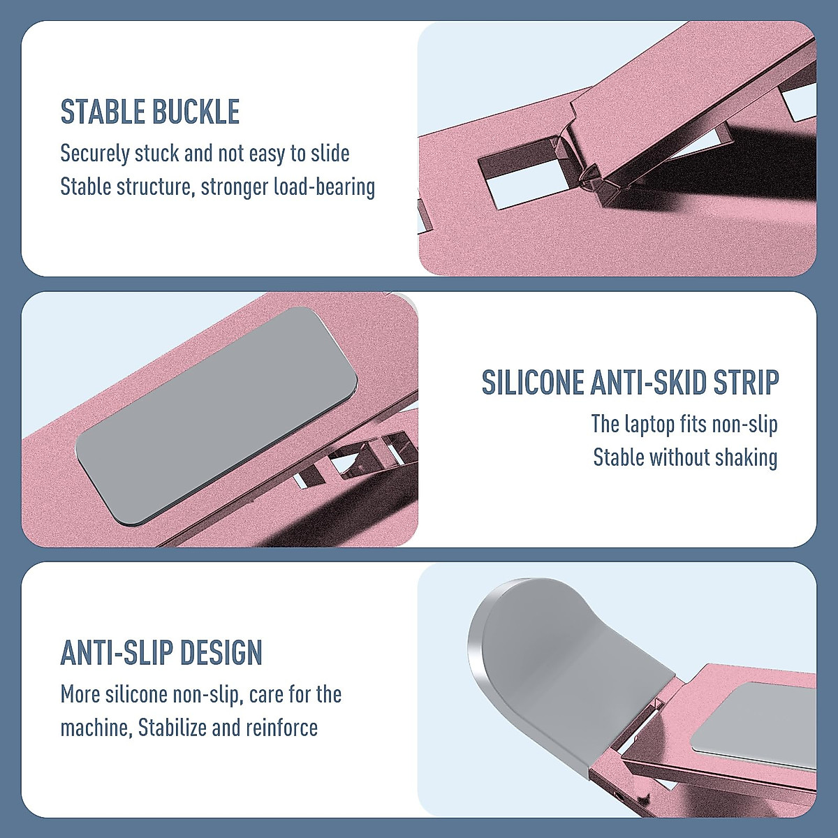 VAJUN Laptop Stand for Desk, Multi-Angle Adjustable Aluminum Portable Laptop Stand, Ergonomic Laptops Elevator for Desk, Metal Holder Compatible with 10 to 15.6 Inches Notebook Computer, Silve