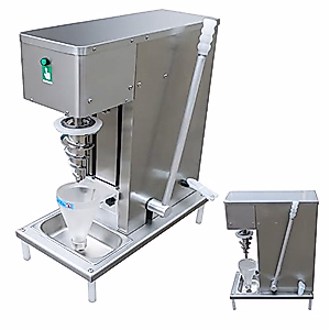 INTBUYING 110V 750W Frozen Fruit Ice Cream Yogurt Blender, 304 Stainless Steel Swirl Spiral Mixing Blade, Frozen Milkshake Fruit Dessert Mixer with Two Cone Hopper