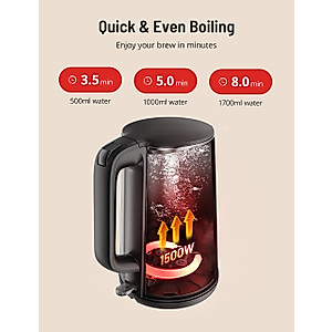 Electric Kettle Stainless Steel, Paris Rhône 1.7 Liter Cordless Hot Water Boiler Electric Tea Kettle BPA-Free, Electric Kettle For Boiling Water Auto Shut Off & Boil-Dry Protection