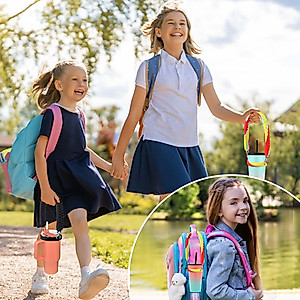 Palksky Water Bottle Strap, Silicone Strap for Water Bottle Sling Handle Waterproof Quick Drying with Safety Ring Carabiner for Most 8-40oz Bottles Compatible with Stanley Cup Accessories Black