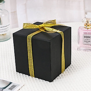 Dasofine Black Gift Boxes, 4" × 4"× 3.8" Square Box with Lid, 6pcs Small Gift Box, Candle Boxes, Gift Boxes for Present