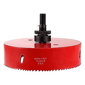 6-3/8 Inch Hole Saw with Heavy Duty Arbor - 38mm Cutting Depth HSS Bi-Metal Hole Cutter for Can Light Recessed Light, Smoothly Cutting in Wood, Plastic, Drywall and Metal Sheet