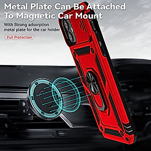 Hitaoyou iPhone 11 Case with Lens Protection, iPhone 11 Case with Camera Cover & Kickstand Military Grade Shockproof Heavy Duty Protective with Magnetic Car Mount Holder Phone case for iPhone 11 red