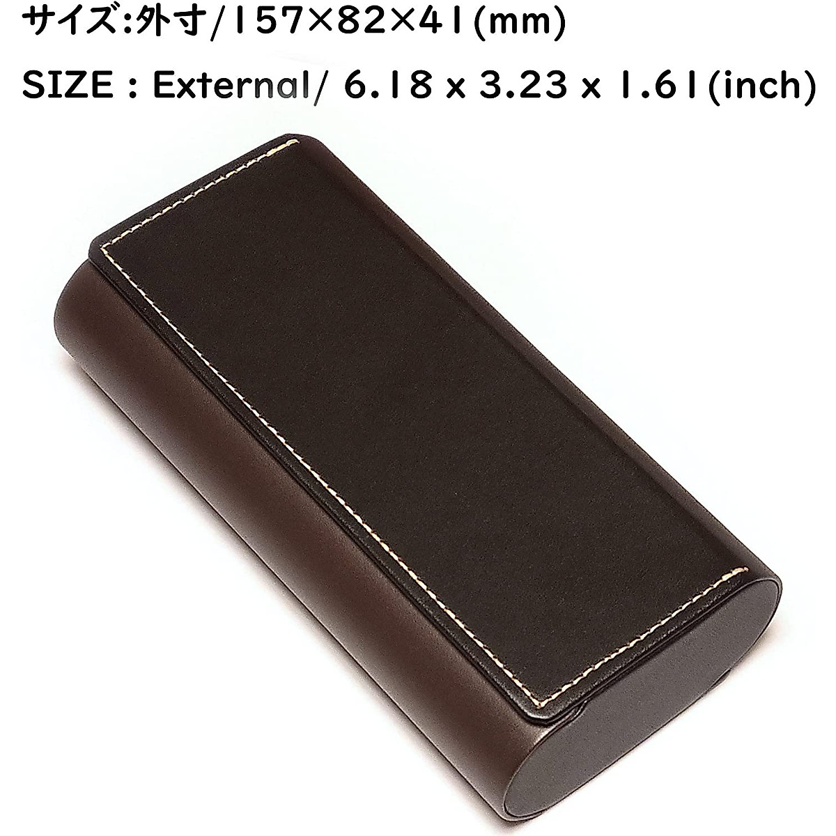 メイガン(Meigan) Double Glasses Case Aluminum Hard Shell Faux Leather for Men, Women | for Reading Glasses and Sunglasses etc.