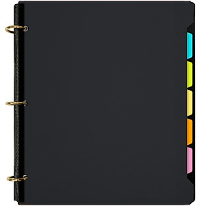 INFUN All-in-One Notebook Binder,Refillable Binder Notebook 1 inch, 3 Ring Binder with 5 Colored Movable Subject Dividers, One Plastic Inner Binder Pocket - Black