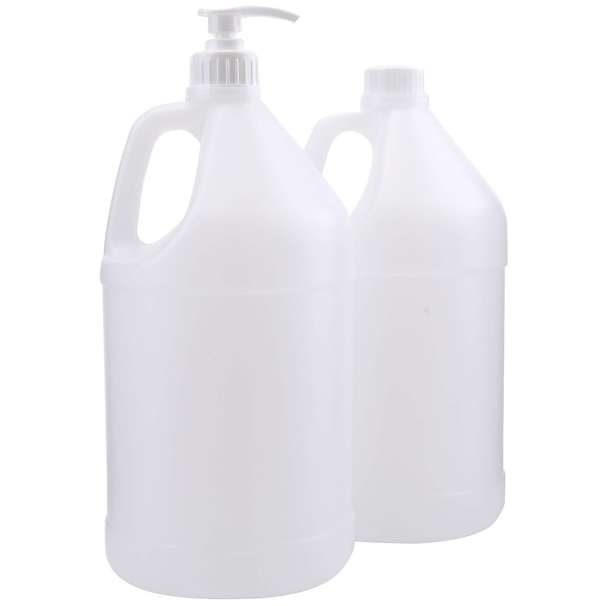 Yopay 2 Pack 1 Gallon Plastic Jugs, Plastic Bottle Container with with Pumps Child Resistant Airtight Lids, BPA Free, HDPE Plastic, Residential and Commercial Uses, White, 3.8L
