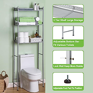 OhuaCason Over The Toilet Storage Shelf: Over The Toilet Storage Shelf for Small Bathroom - Metal Light Grey