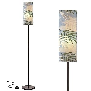 RZNTJHUINA Boho Standing Lamps Tropical Pattern Boho Hawaiian Texture Branches Hand Drawn Minimalist Floor Lamp Metal Pole Lamp with Linen Lampshade for Bedroom Living Room Office Nursery Reading