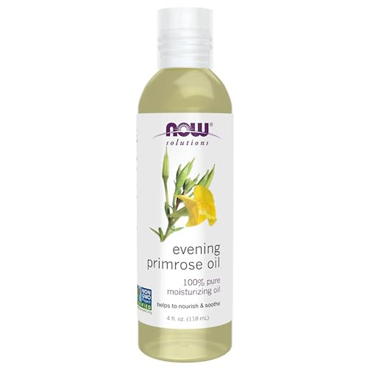 NOW Foods Solutions, Evening Primrose Oil, 100% Pure Moisturizing Oil, with Essential Fatty Acids 4-Ounce