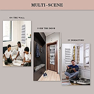 JOYUETLAN Over the Door Shoes Organizers, 24 Large Mesh Pockets& 2 Kinds of Hooks, Versatile Usage Shoe Hanger for Home Dormitory Closet Door (White)