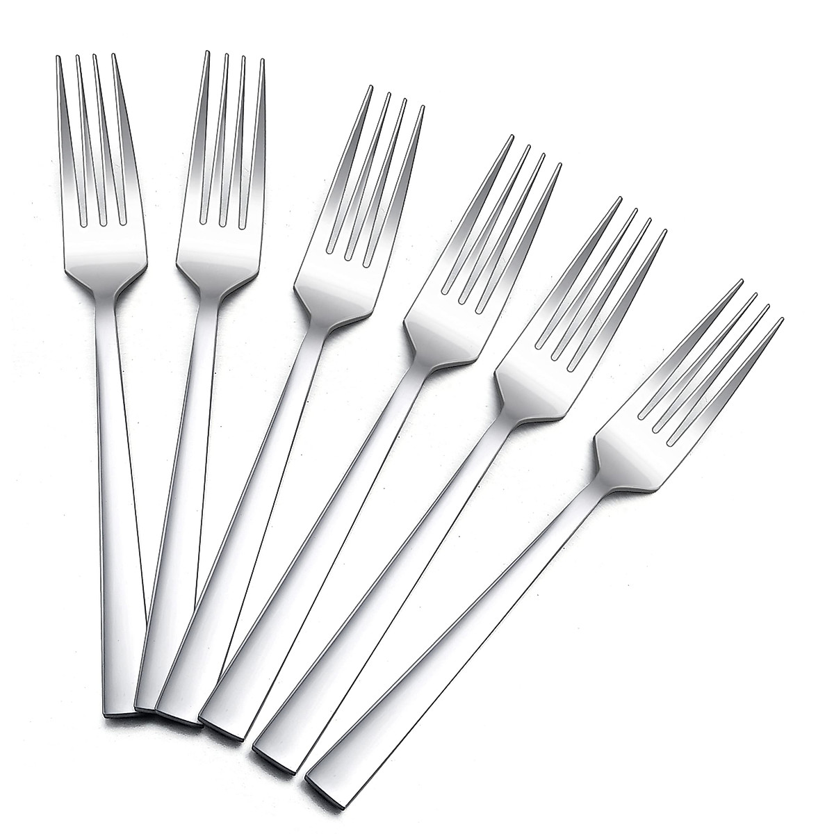 Dinner Forks Set of 12, E-far 7.9 Inch Stainless Steel Forks for Home, Kitchen or Restaurant, Non-toxic & Mirror Polished, Squared Edge & Dishwasher Safe