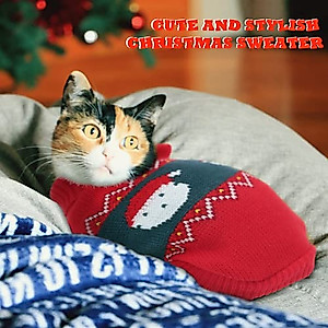 Rypet 2 Packs Cat Christmas Sweater - Puppy Christmas Sweater Pet Turtleneck Knitwear with Reindeer Santa Claus Pattern Sweaters for Kitten and Small Dogs (X-Large (Pack of 2))