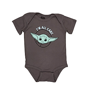 Disney Boys' Star Wars Baby Yoda Creeper Onesies Bodysuits 3 Pack, 3pk Grey-blue-black, 0-3 Months