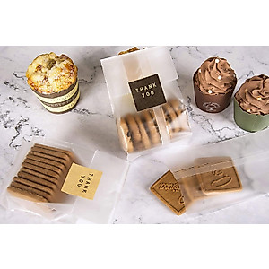 LOKQING Cellophane Treat Bags Cookie bags for Packaging Clear Gift Bags with Stickers for Cookies,Candy,Chocolates(100PACK,9x3.2inch)