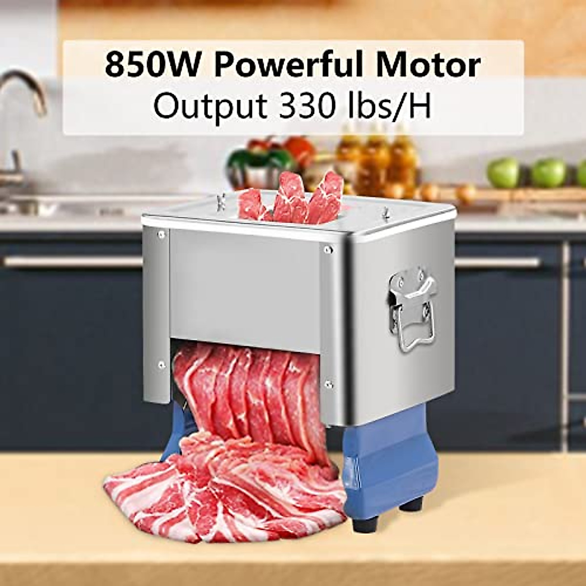 AI XUAN Commercial Meat Cutter Machine, Stainless Steel Restaurant Food Cutter, Meat Cutting Slicer, 330LBS/H 850W(Meat Thickness: 3.5mm)