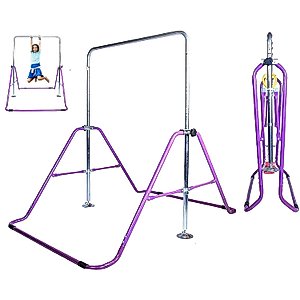 Gymnastics Bar Kids Home Training Kip Bar | Expandable Horizontal Kip Bar Folding Home Gym Equipment Boys and Girls | Junior Gymnastics Training Jungle Gym Monkey Bar Playground Gymnastic Bar Purple