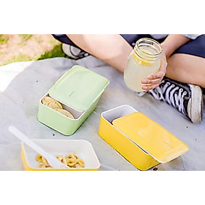 TAKENAKA Bento Bite Dual from, Eco-Friendly and Sustainable Japanese Style Bento Lunch Box (Lemon Zest)