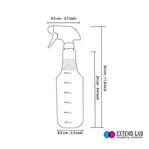 EXTEND LAB Spray Bottles - Refillable Empty Spray Bottles for Cleaning Solutions, Hair Spray, and Watering Plants - Superior Flex Nozzles with Squirt, and Mist Sprayer - 2 Pack, 30 Oz