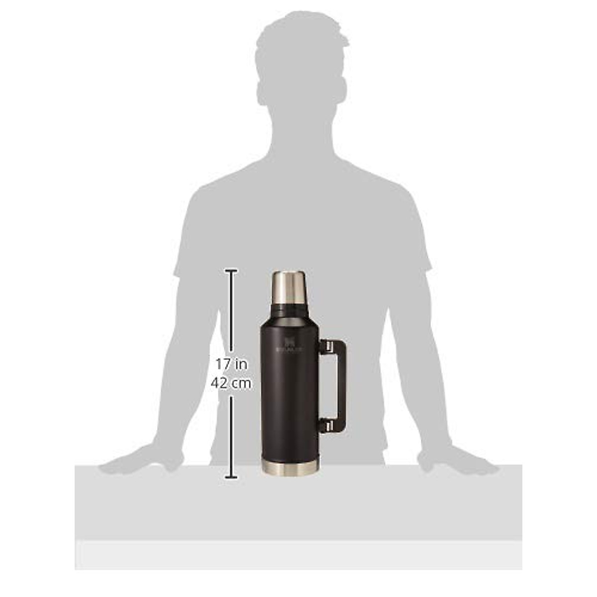 Stanley Classic Vacuum Insulated Wide Mouth Bottle - BPA-Free 18/8 Stainless Steel Thermos for Cold & Hot Beverages – Keeps Liquid Hot or Cold for Up to 24 Hours –  Matte Black, 2.5qt