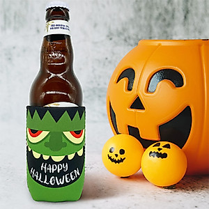 12PCS Halloween Can Coolers Sleeves –Trick or Treat Clover Beer Beverage Party Supplies Decorations Favors
