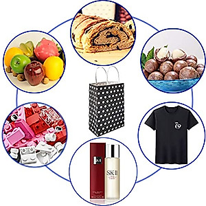 ADIDO EVA Small Polka Dot Gift Bags Black Kraft Paper Bags with Handles for Party Favors (8.2 x 6 x 3.1 In 12 PCS)