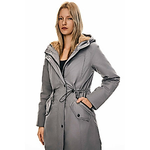Orolay Women's Thicken Fleece Lined Parka Winter Coat Hooded Jacket with Pockets Brushed Nickel XL