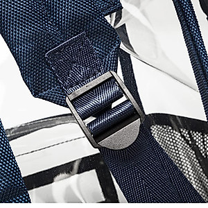 Clear Backpack Large Clear Backpack Heavy Duty PVC Transparent Clear Bag for Stadium, School (Blue)