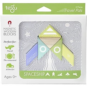 6 Piece Tegu Travel Pal Magnetic Wooden Block Set, Spaceship