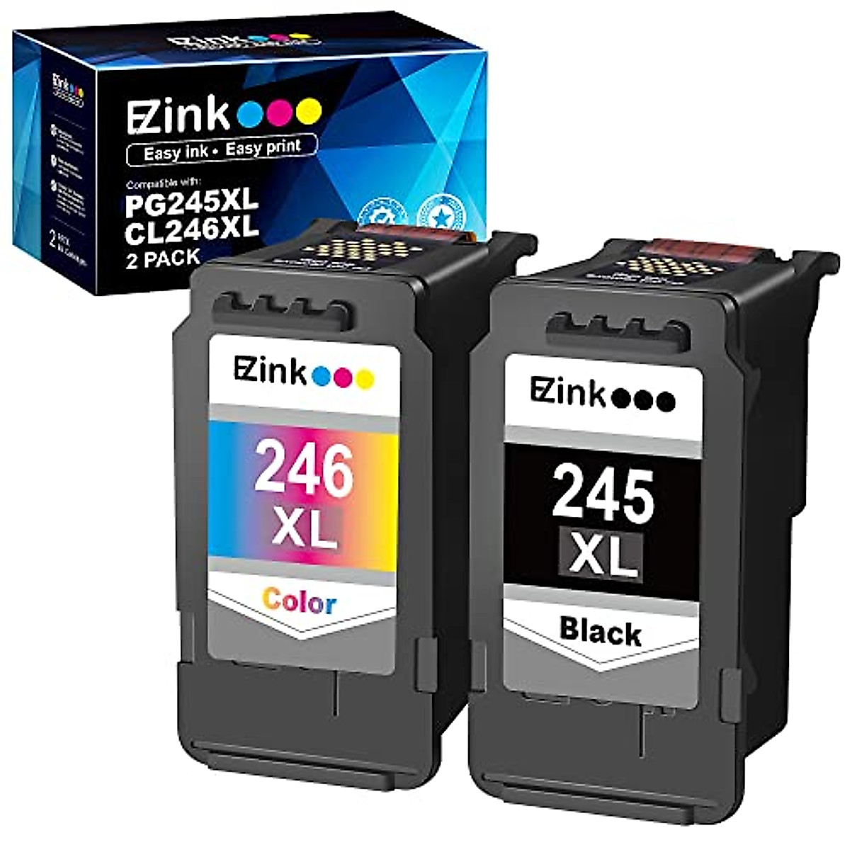 E-Z Ink (TM Ink Cartridge Replacement for Canon PG-245XL CL-246XL PG-243 CL-244 Compatible with Pixma TS3120 MG2520 MX492 TR4520 TS202 MG2525 MG3022 MG2522 MG2922 (1 Black, 1 Tri-Color)
