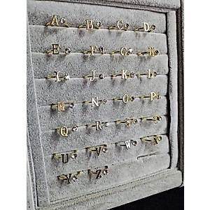 MANZHEN Personalized Gold Initial Letter Ring A-Z Stackable Ring (R)