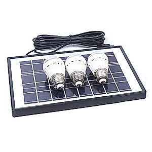 DYRABREST Solar Generator Portable Lighting System Kit, Solar Powered Panel+Fan+3x1W 12V Bulbs