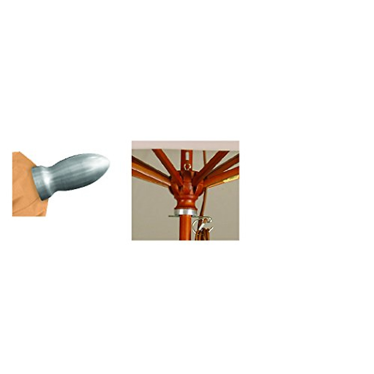 California Umbrella 9' Round Hardwood Frame Market Umbrella, Stainless Steel Hardware, Push Open, Pacifica Pacific Blue