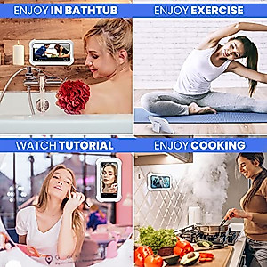 Spread Pixie Dust Shower Phone Holder Waterproof Upgraded Phone Shower Holder Wall Mount Bathroom TV Shower Gadget Shower Accessory Phone Mount iPhone Shower TV (Pure White)