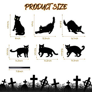 6 Pack Halloween LED Glowing Eyes Black Cat Glow in The Dark with Lights Outdoor Outside Halloween Decorations Scary Yard Signs Garden Decor Lawn for Pathway Stake Waterproof Thickened Silhouette
