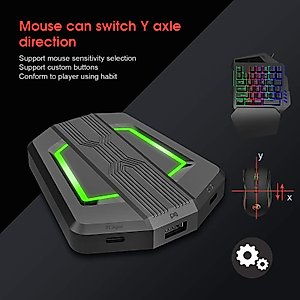 One-Handed RGB Gaming Keyboard and Combo with Converter, 3200 DPI Mouse, 35 Keys Gaming Keypad Adapter Base Kit Set for/X-One/for PS3/X-360/for Switch