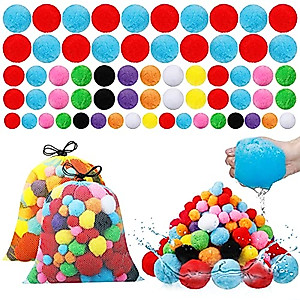 Leyndo Large Reusable Water Balls Multi Size Water Balls Water Toys with 2 Mesh Bags for Pool Backyard Beach Fun Activities Teens Games Outdoor Summer, 10 Colors (202)